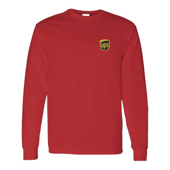 Shirts | Mens Ups Logo Embroidered Cotton Long Sleeve Red | Poshmark